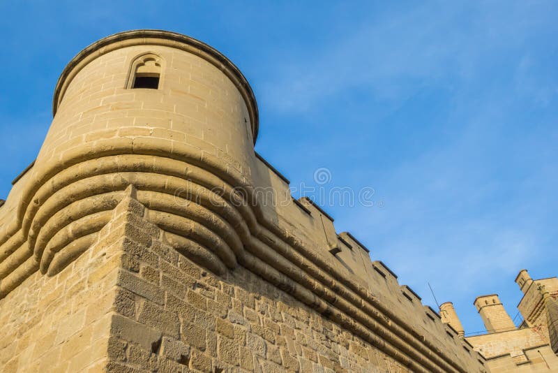 Corner Tower of the Castle of Olite Stock Photo - Image of landmark ...