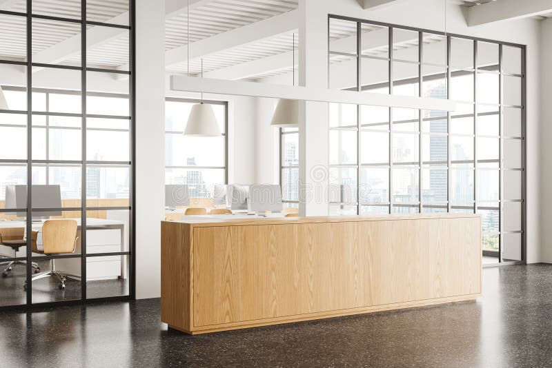 Company Office Reception Table Side View Stock Illustrations – 222 ...