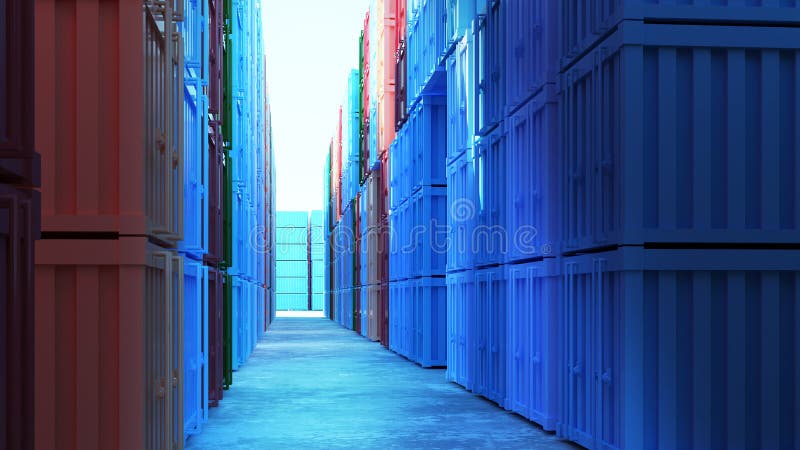 The Corner of the Walkway of the Containers in the Port Stock Photo ...
