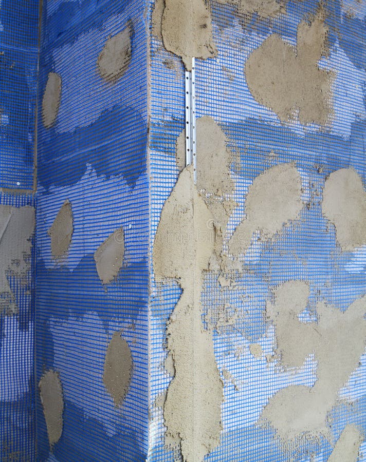 Corner of Wall with Applied Construction Grid and Guides for Plaster ...