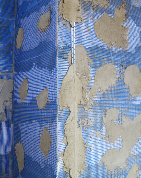 Corner of Wall with Applied Construction Grid and Guides for Plaster ...