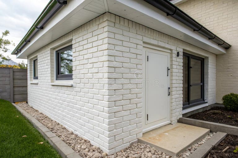 At the Corner of the Wall in the House, White Brick Cladding Was Made ...