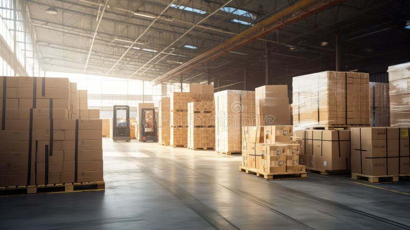 Corner Warehouse with Boxes Stock Illustration - Illustration of ...