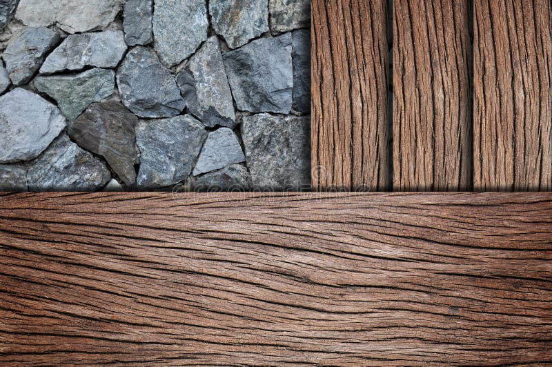 Corner Wooden Floor with Stone Stock Image - Image of lawn, material ...