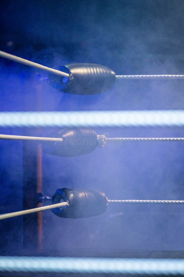 Corner of a Wrestling Ring in Fog before a Fight.. Stock Image - Image ...