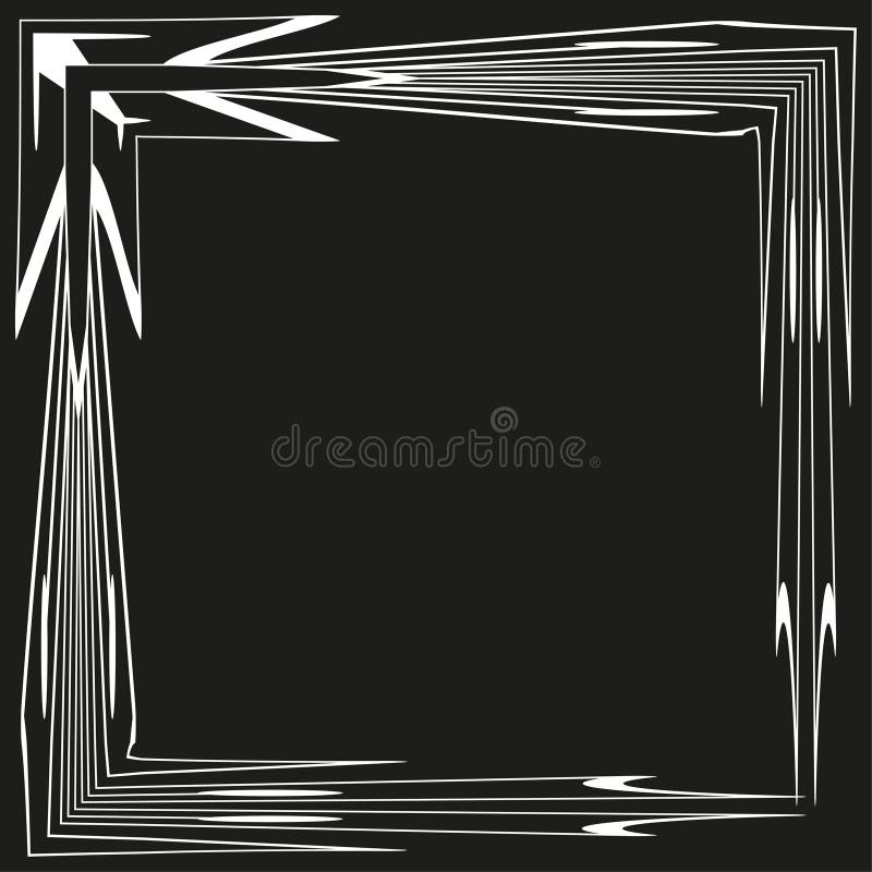 Cornered Abstract Frame. Sharp Square Shape. Geometric Line Border. Black Background Vector ...