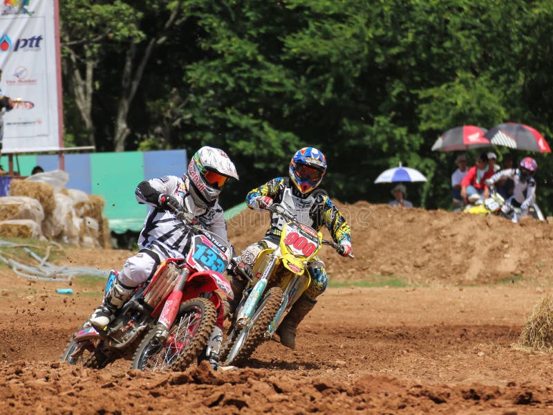 Motocross Bike Rider Cornering In High Speed. Editorial Photo - Image ...