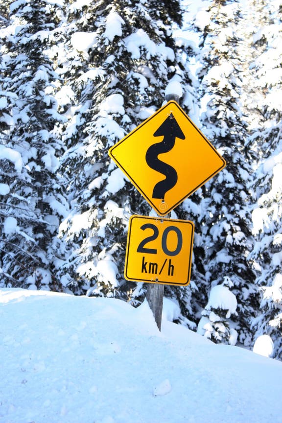 Corners ahead warning sign stock photo. Image of covered - 22558136