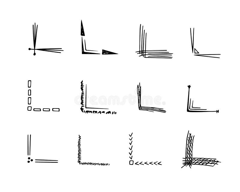 Corners Hand-drawn Set.Decorative Monograms, Calligraphic Borders.Page ...