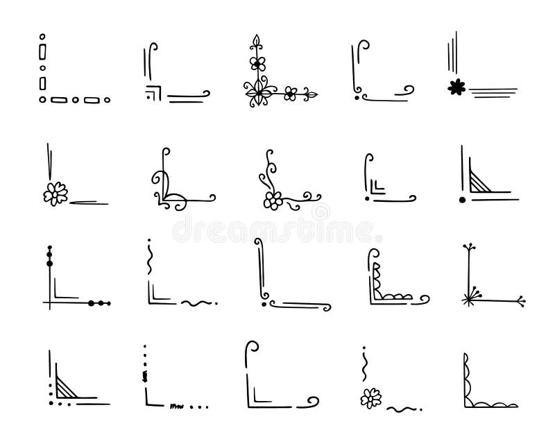 Corners Hand-drawn Set.Decorative Monograms, Calligraphic Borders.Page ...