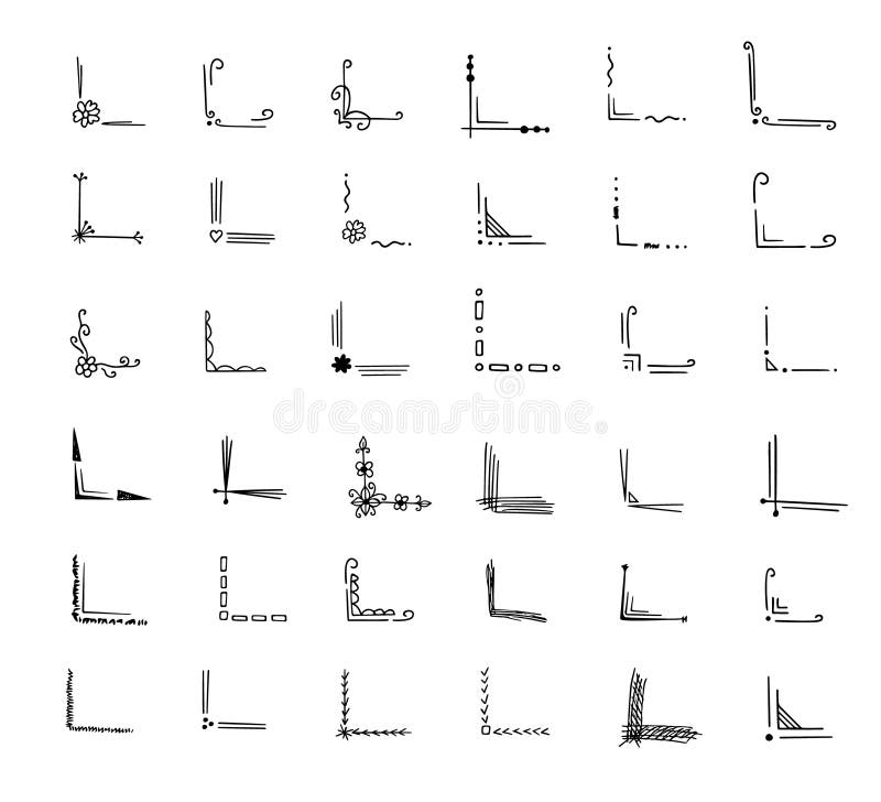 Corners Hand-drawn Set.Decorative Monograms, Calligraphic Borders.Page ...