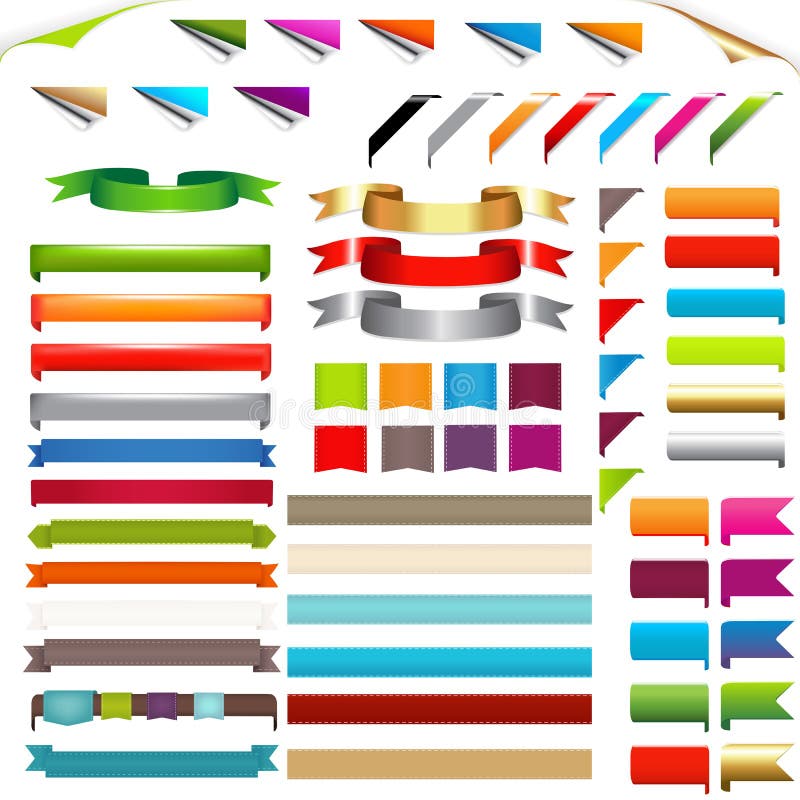 Corners and Ribbons. Vector Stock Vector - Illustration of bent, ribbon ...