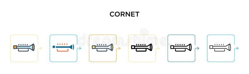 Cornet Vector Icon in 6 Different Modern Styles. Black, Two Colored ...