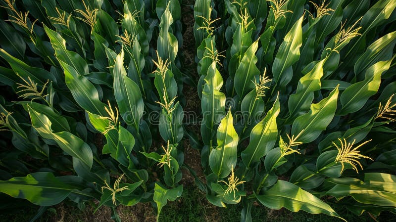 Cornfield Top View with Corn Cob on Farm , Generated AI Stock Image ...