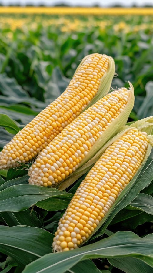 Cornfields Radiate in Sunlight while a Large Ear of Corn Stands Out ...