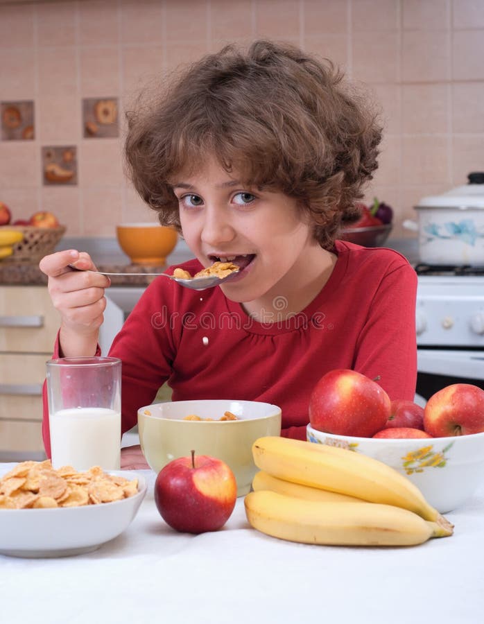 Cornflakes stock image. Image of lunch, cheerful, apple - 29438533