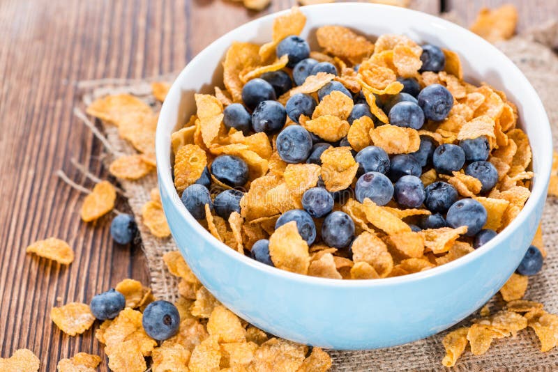 Cornflakes with Blueberries Stock Photo - Image of food, detail: 44645306