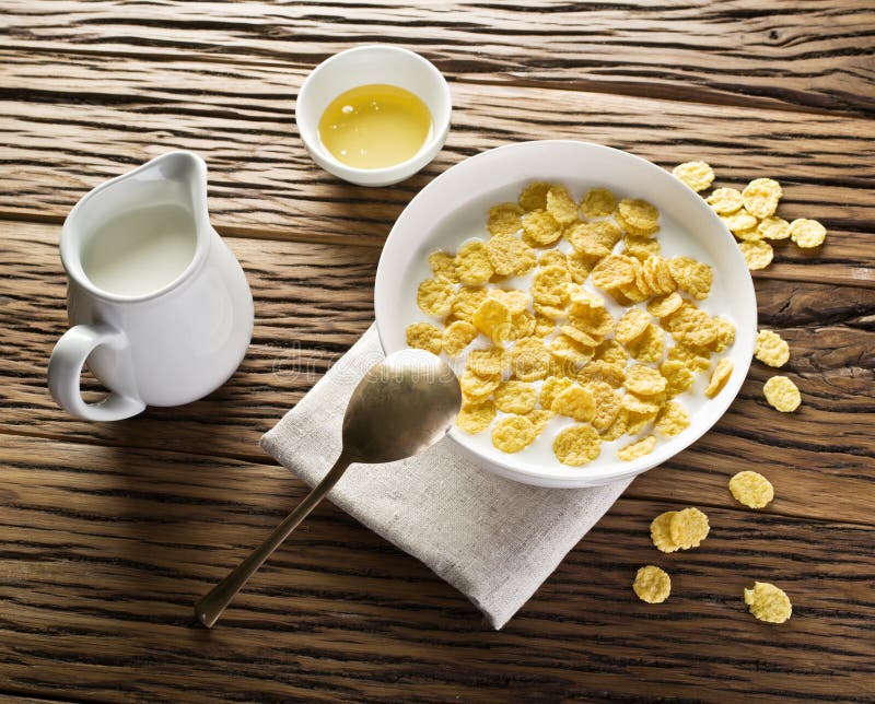 Cornflakes Cereal and Milk. Stock Image - Image of cereal, meal: 70612035