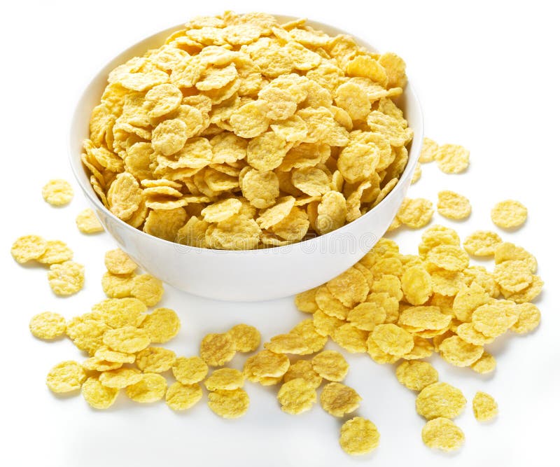 Cornflakes Cereal in the White Bowl. Stock Photo - Image of eating ...