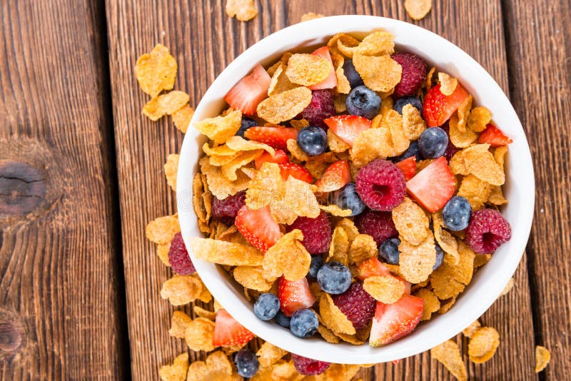 Cornflakes and Different Berries Stock Image - Image of cereal, healthy ...