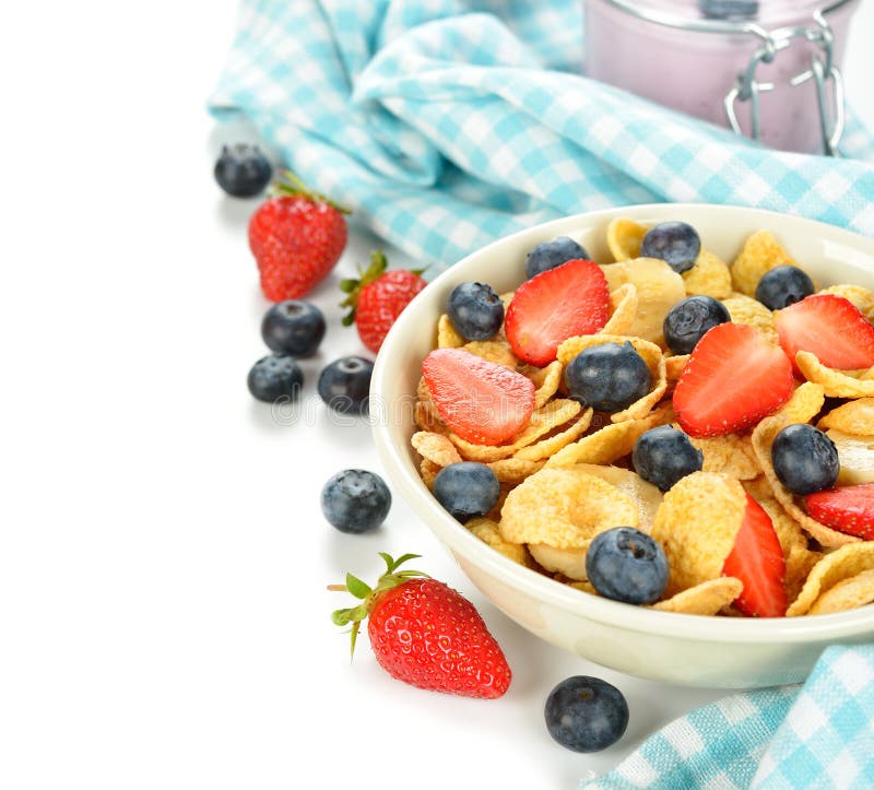 Cornflakes with fruits stock image. Image of cornflakes - 30922209