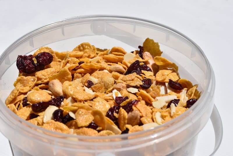 Cornflakes and Grains on the White Backgrounds Stock Photo - Image of ...