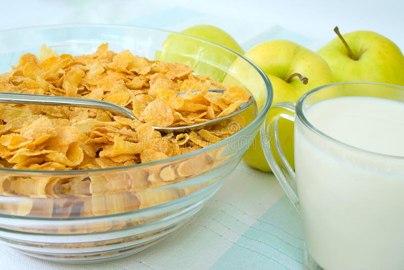 Cornflakes and milk stock image. Image of gourmet, morning - 13017551