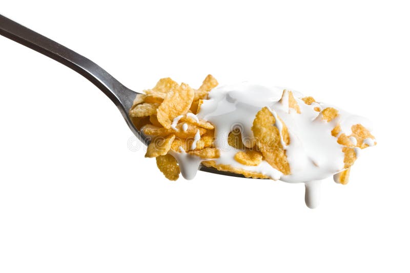 Cornflakes on the Spoon with Milk Stock Image - Image of fresh, heaping ...