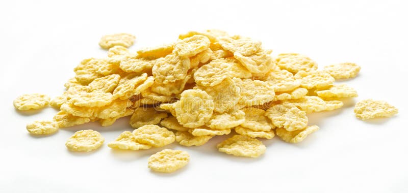 Cornflakes on a White Background. Stock Image - Image of background ...