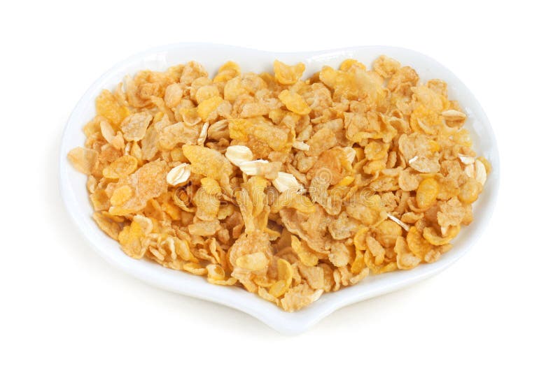 Cornflakes in white dish. stock image. Image of yellow - 55377629