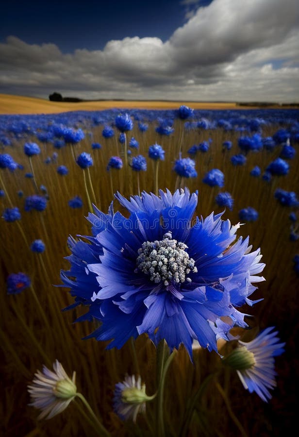 Cornflower Field in the Sun. AI Generated Stock Illustration ...