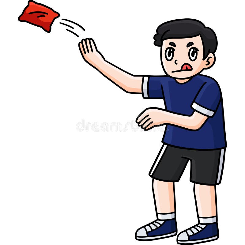 Cornhole Boy Throwing Bag Cartoon Colored Clipart Stock Vector ...
