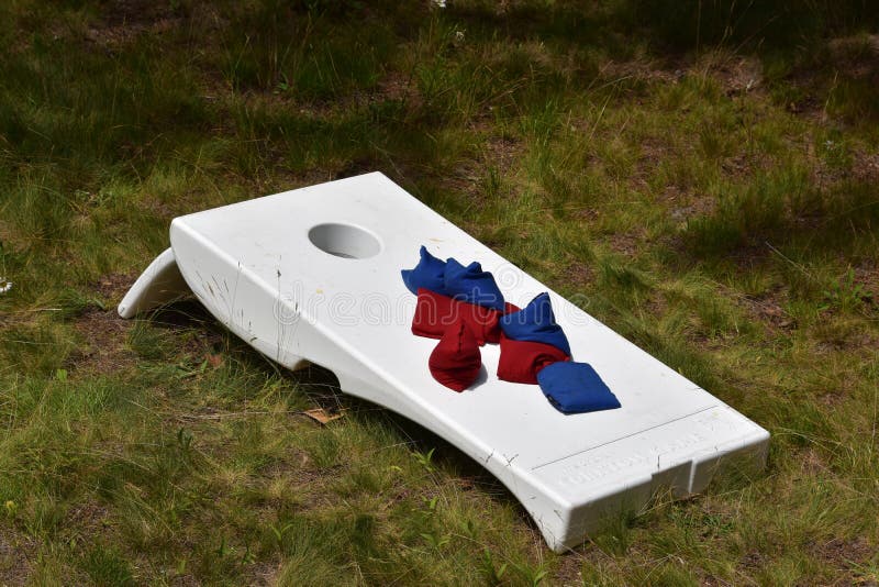 Cornhole Game with Bean Bags Ready To Play Stock Photo - Image of ...