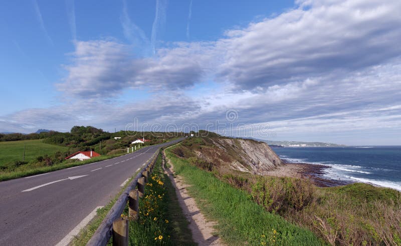 Coastal Road in the Basque Cornice Stock Image - Image of ocean, view ...