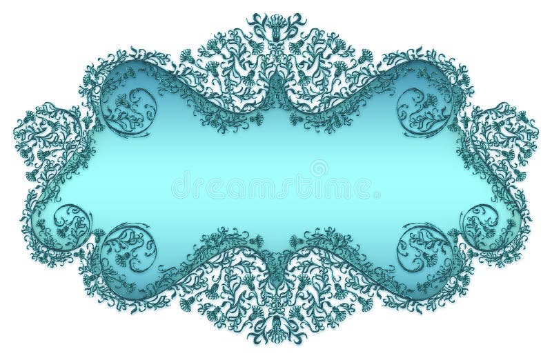 Cornice Di Testo Floreale Del Damasco Blu Illustrazione di Stock ...