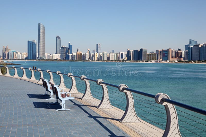 Corniche in Abu Dhabi stock image. Image of arab, waterfront - 40013819
