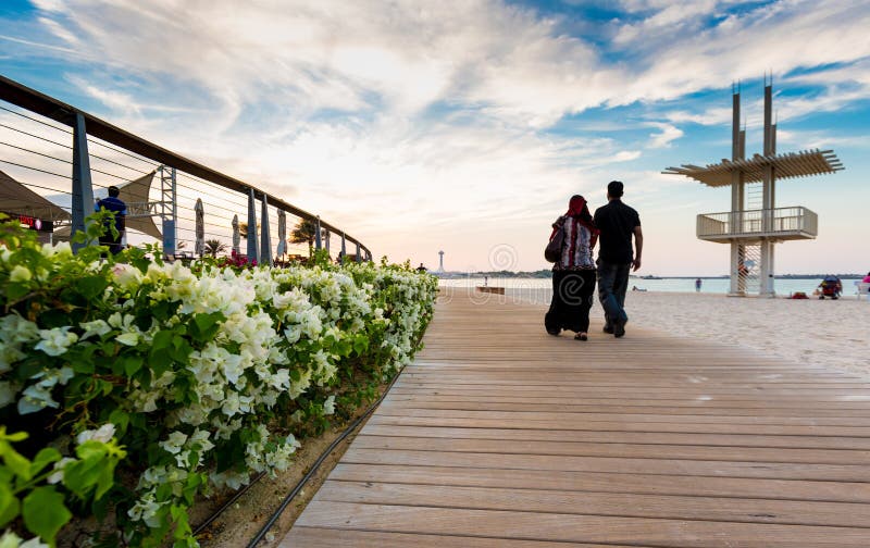 Corniche Beach in Abu Dhabi Stock Photo - Image of downtown, city ...