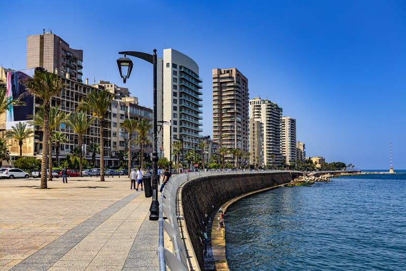 Corniche Beirut, Lebanon editorial stock photo. Image of panoramic ...