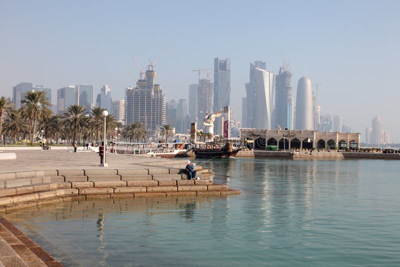 The Doha Corniche Is A Waterfront Promenade In Doha, Qatar Stock Image ...