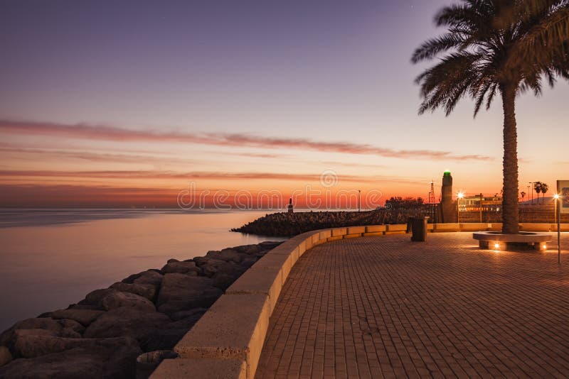 Corniche in Kuwait City stock image. Image of gulf, dusk - 141120481