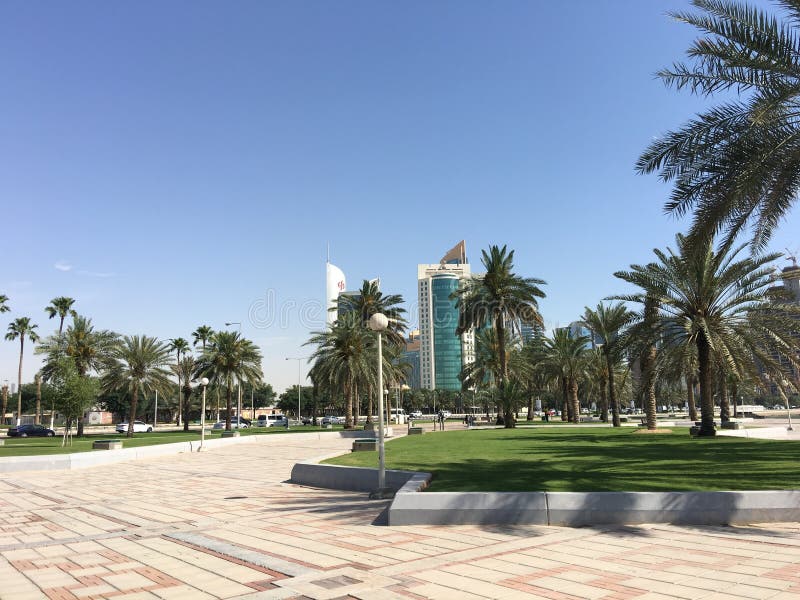 Corniche Promenade Buildings Skyscrapers Waterfront Doha Qatar ...