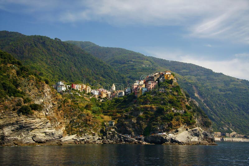 Corniglia stock image. Image of brown, coast, mountains - 21914975