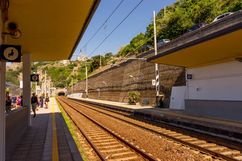 Corniglia,Cinque Terre, Italy - 27 June 2018: the Railway Station at ...