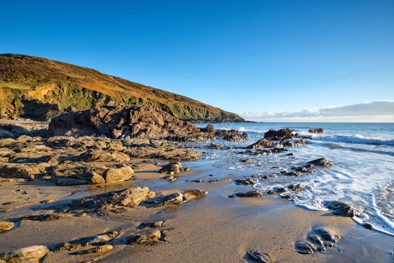 Cornish Beach Scene in November Showing Rocks and the Sea Stock Photo ...