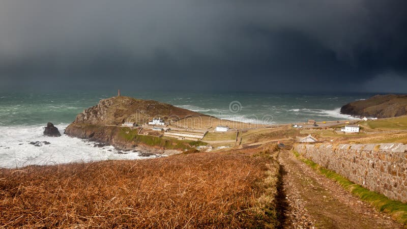Godrevy Lighthouse West Cornwall Stock Photo - Image of house, wall ...