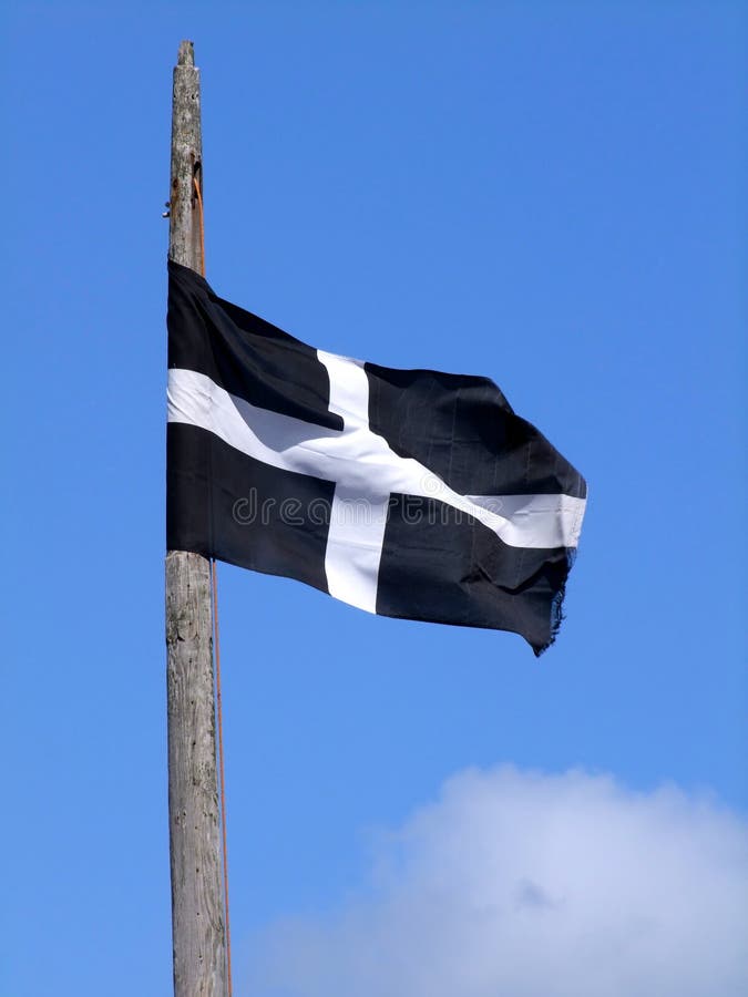 The Cornish Flag of St. Piran. Stock Image - Image of pole, symbol: 5272097