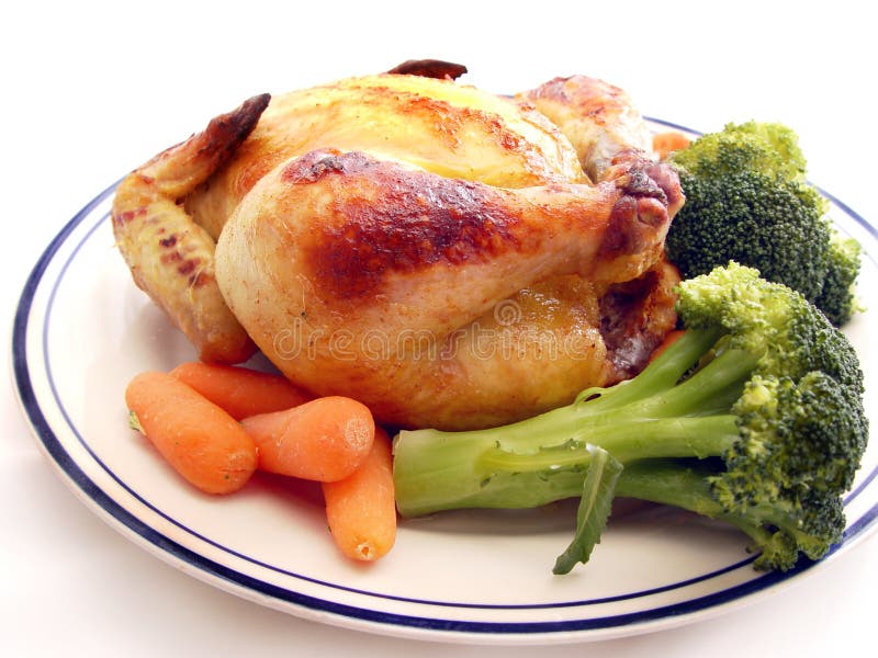 Cornish Hen Plate stock image. Image of broccoli, poultry - 375487