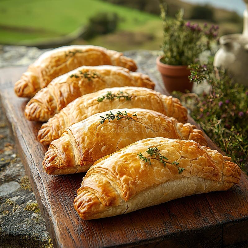 Cornish Pasties English Dish Close Up Stock Illustration - Illustration ...