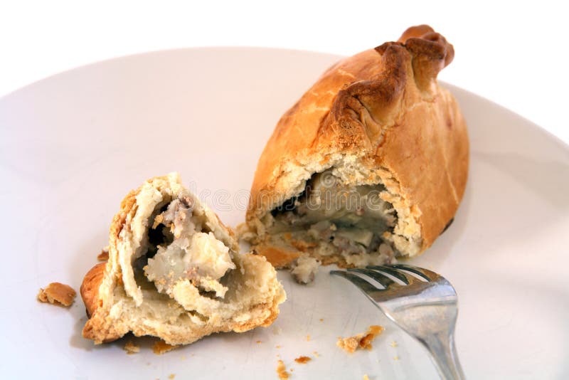 Cornish Pasty Broken Open and Fork Stock Photo - Image of crust, dinner ...