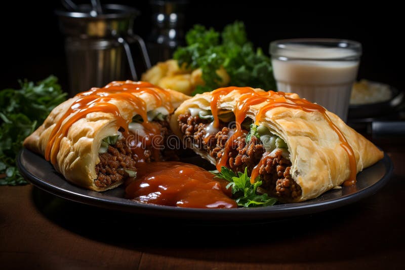 Cornish Pasty in a Plate Famous English Dish Stock Illustration ...